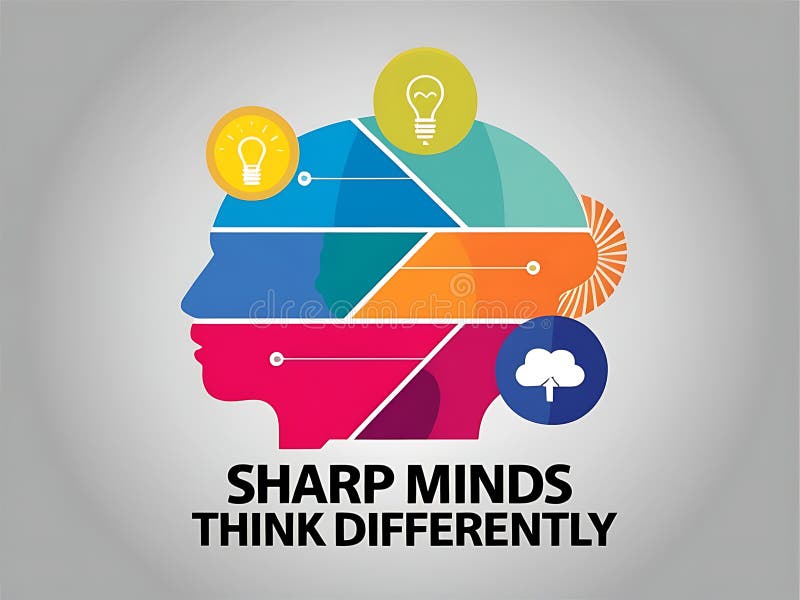 Colorful Head Represents Sharp Minds Thinking Differently Stock Photo ...