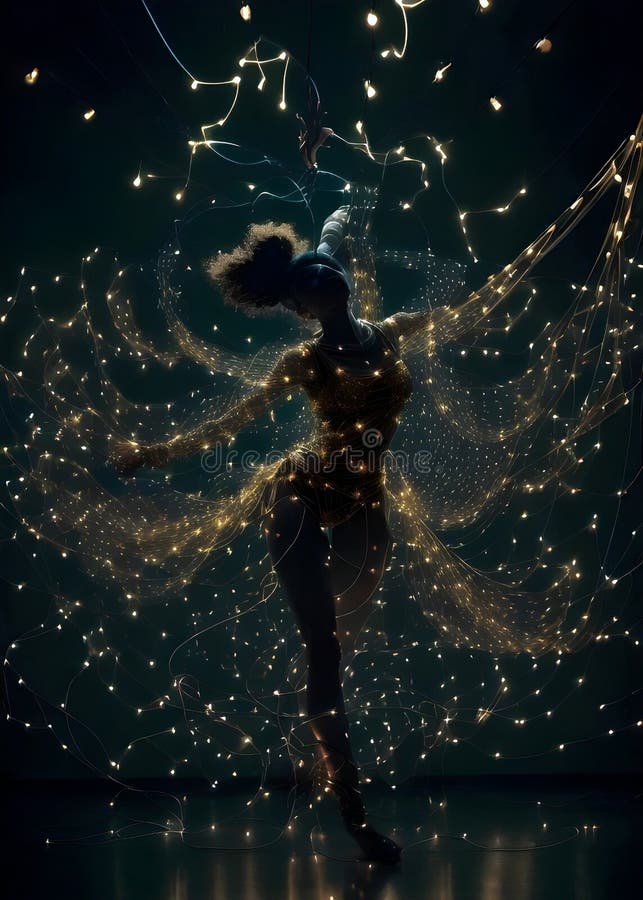 Image of an Abstract Shadowy Human Figure Dancing Form Made Up of Wires ...