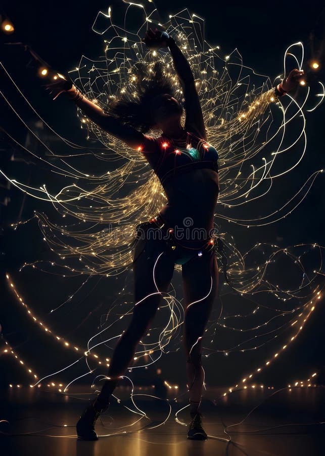 Image of an Abstract Shadowy Human Figure Dancing Form Made Up of Wires ...