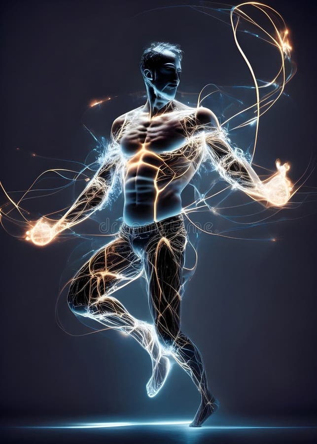 Image of an Abstract Shadowy Human Figure Dancing Form Made Up of Wires ...