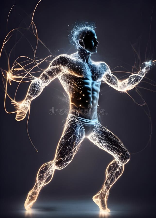 Image of an Abstract Shadowy Human Figure Dancing Form Made Up of Wires ...