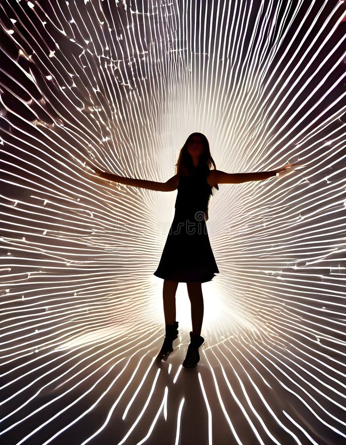 Image of an Abstract Shadowy Human Figure Dancing Form Made Up of Wires ...