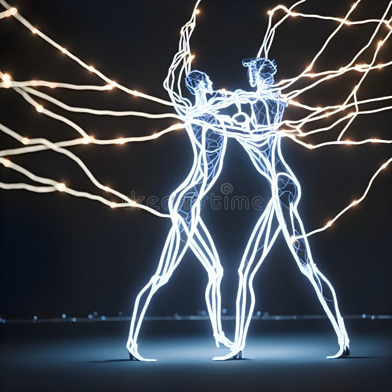 Image of an Abstract Shadowy Human Figure Dancing Form Made Up of Wires ...