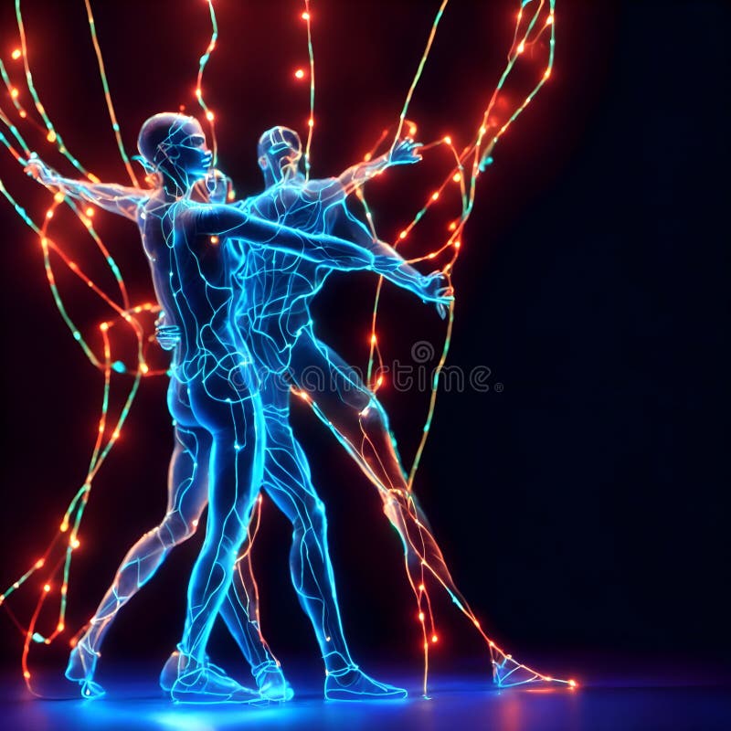 Image of an Abstract Shadowy Human Figure Dancing Form Made Up of Wires ...
