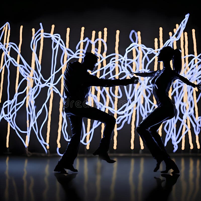 Image of an Abstract Shadowy Human Figure Dancing Form Made Up of Wires ...