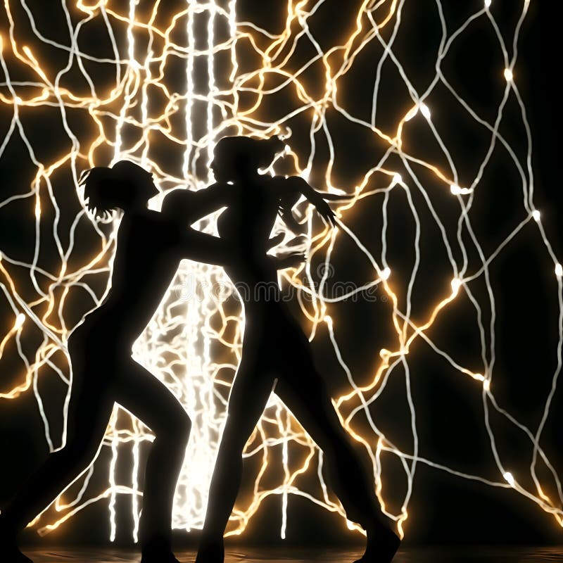 Image of an Abstract Shadowy Human Figure Dancing Form Made Up of Wires ...