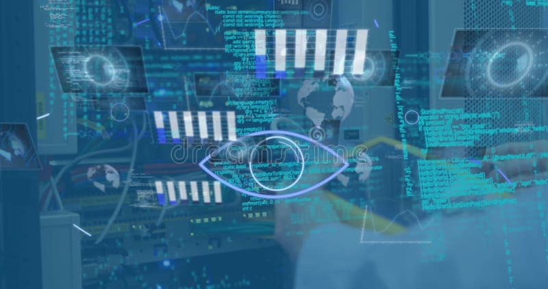 Image of Abstract Shapes and Data Processing Over Mid Section of ...