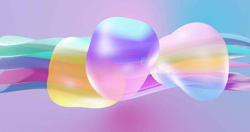 Image of Abstract Shapes Moving Over Waving Multi Coloured Background ...