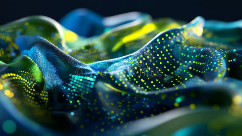 In this Image, Abstract Wave Particles are Moving on a Dark Background ...