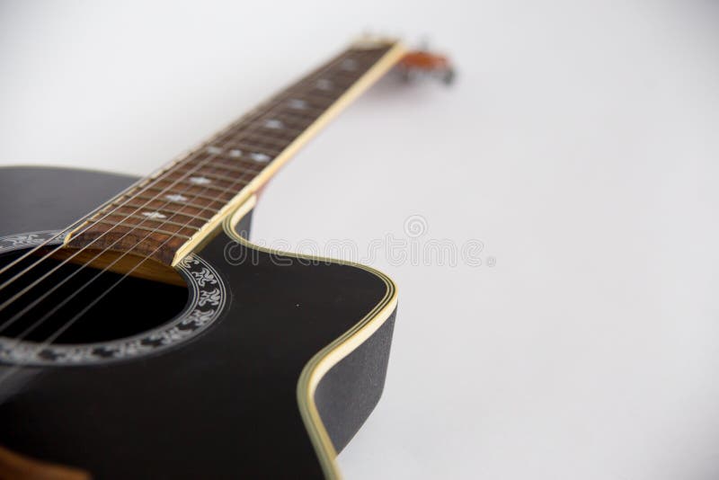 Acoustic Guitar on White Background Stock Image - Image of retro, jazz ...