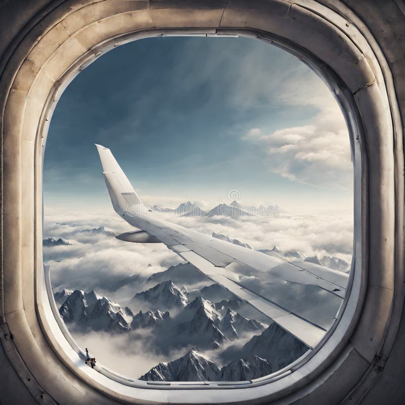 Image of the Aeroplane Window Viewing the Beautiful Outside Aerial ...