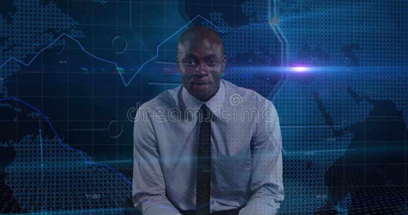 Image of African American Businessman Talking Over Data Processing ...