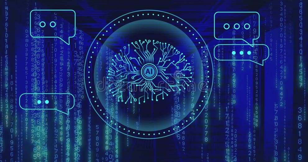 Image of Ai Brain and Data Processing Over Computer Servers Stock Image - Image of analytics ...