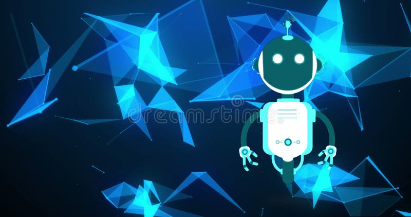 Image of Ai Chat Bot Over Blue Networks on Black Background Stock ...