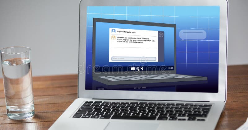 Image of Ai Chat and Data Processing Over Laptop on Desk Stock ...