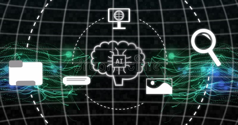 Image of Ai Chat and Data Processing Over Light Trails and Grid Stock ...