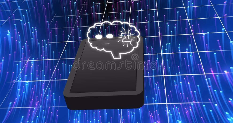 Image of Ai Chat and Data Processing Over Tablet and Grid Stock ...