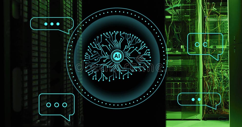 Image of Ai Chat Dialogue and Scanner with Ai Brain Network Over ...