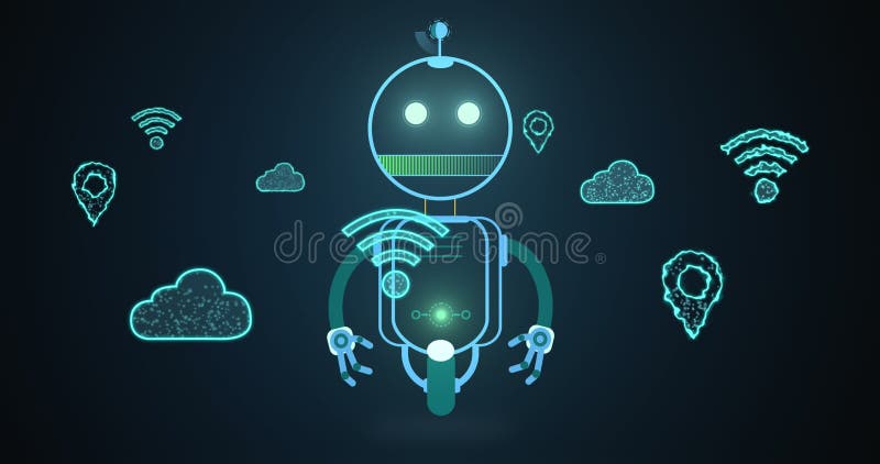 Image of Ai Chatbot Icon and Digital Cloud and Wifi Icons Stock ...