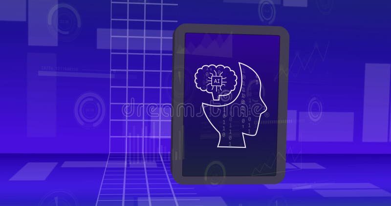 Image of Ai Data Processing and Icon Over Computer Screen Stock ...