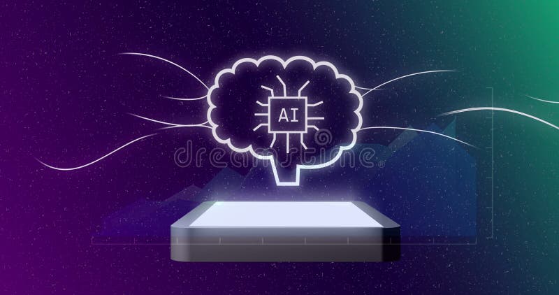 Image of Ai Data Processing and Icons Over Computer Screen Stock ...