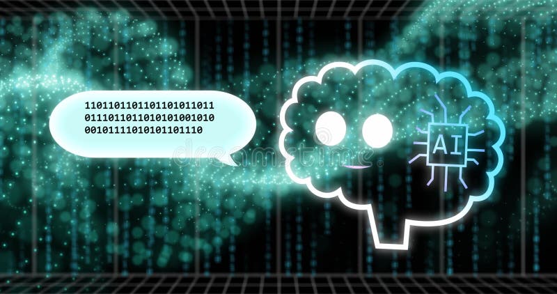 Image Of Ai Data Processing Over Binary Coding Stock Illustration Illustration Of Digitally