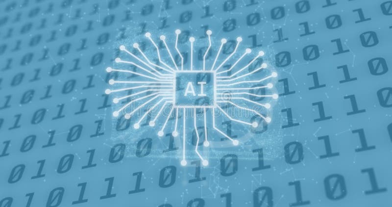 Image Of Ai Data Processing Over Binary Coding With Ai Icons Stock Illustration Illustration
