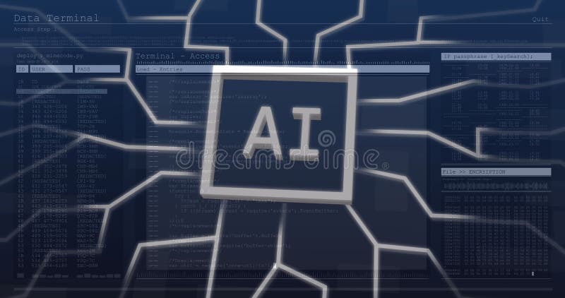 Image of Ai Data Processing Over Computer Circuit Board Stock Photo ...