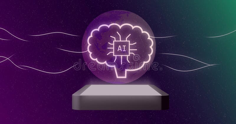 Image of Ai Data Processing Over Computer Screen Stock Illustration ...