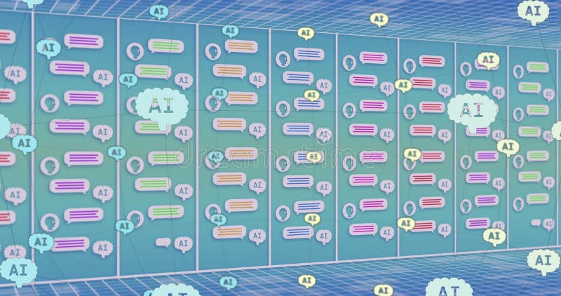 Image of Ai Data Processing Over Computer Server Background Stock Illustration - Illustration of ...