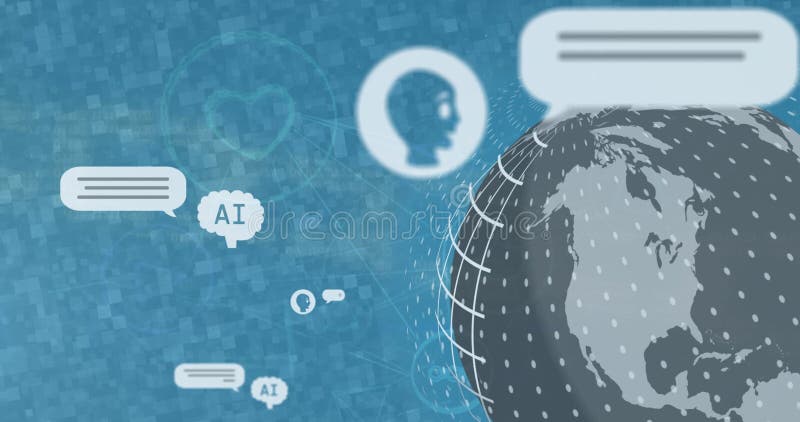 Image of Ai Data Processing Over Globe with Ai Icons Stock Illustration ...
