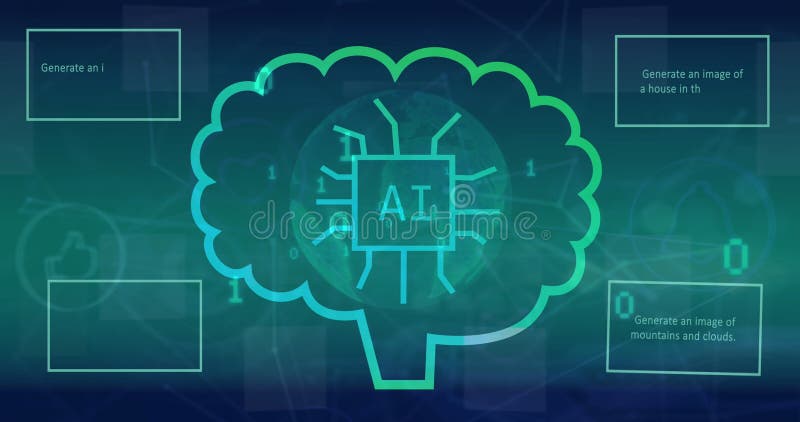 Image of Ai Data Processing Over Globe with Ai Icons Stock Illustration - Illustration of ...