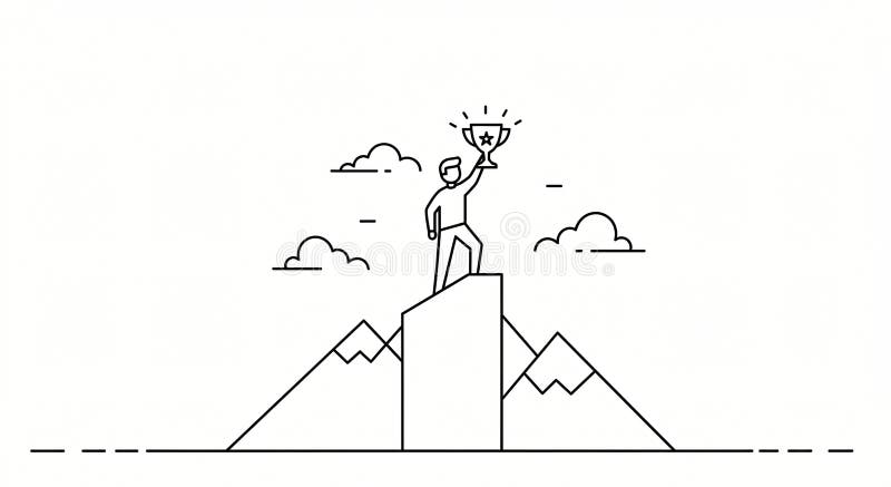 Line Drawing Success Achievement Goal Prosperity Stock Illustration ...
