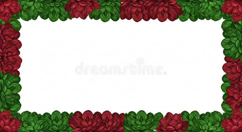 Red and Green Horizontal Flower Border Blank Image Abstract Vector ...
