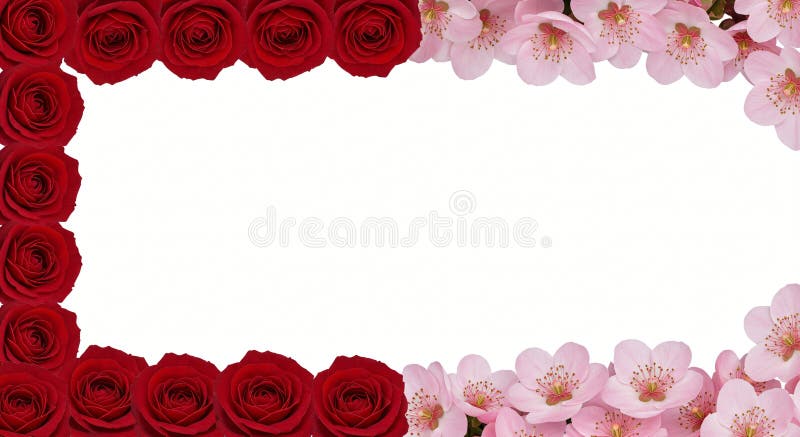 Red and Pink Horizontal Flower Border Blank Image Abstract Vector ...