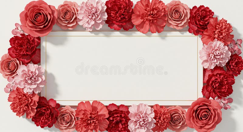 Red and Pink Horizontal Flower Border Blank Image Abstract Vector ...