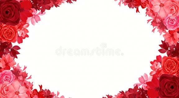 Red and Pink Horizontal Flower Border Blank Image Abstract Vector ...