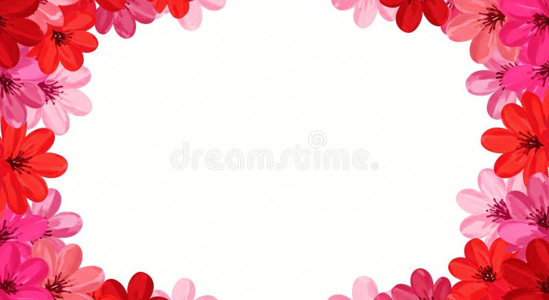 Red and Pink Horizontal Flower Border Blank Image Abstract Vector ...