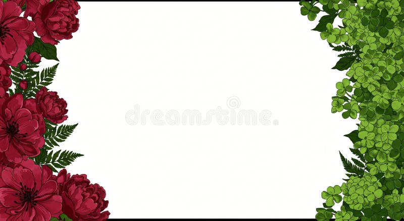 Red and Green Horizontal Flower Border Blank Image Abstract Vector ...