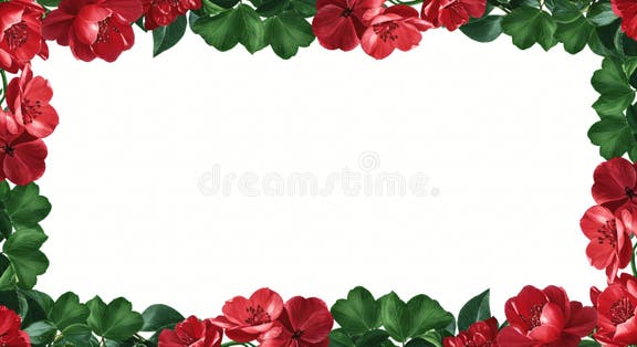 Red and Green Horizontal Flower Border Blank Image Abstract Vector ...