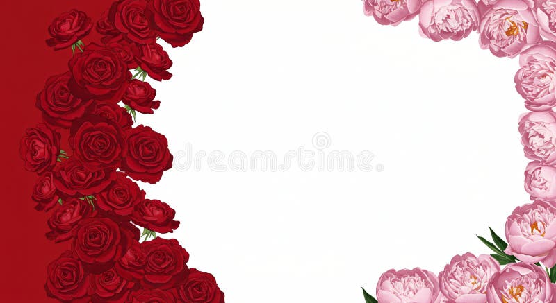 Red and Pink Horizontal Flower Border Blank Image Abstract Vector ...
