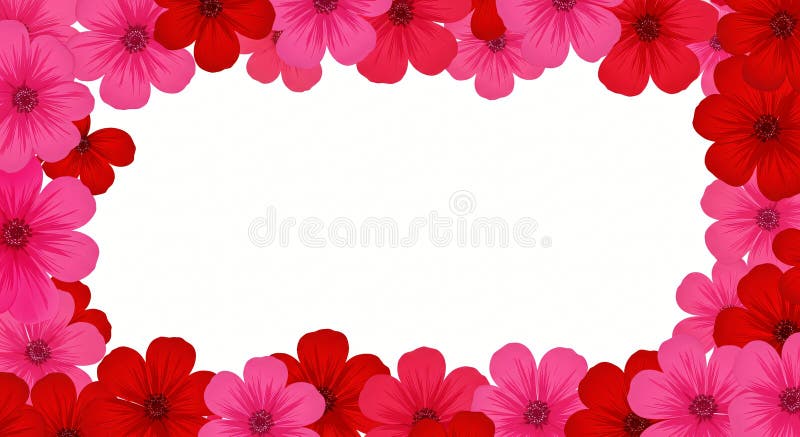 Red and Pink Horizontal Flower Border Blank Image Abstract Vector ...