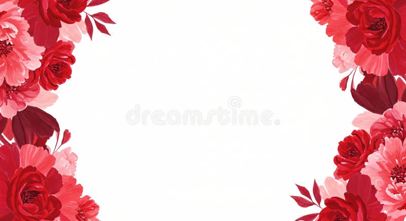 Red and Pink Horizontal Flower Border Blank Image Abstract Vector ...