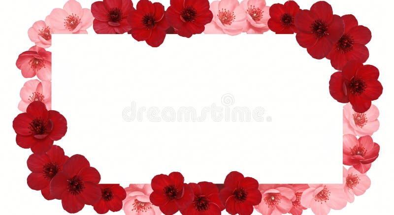 Red and Pink Horizontal Flower Border Blank Image Abstract Vector ...