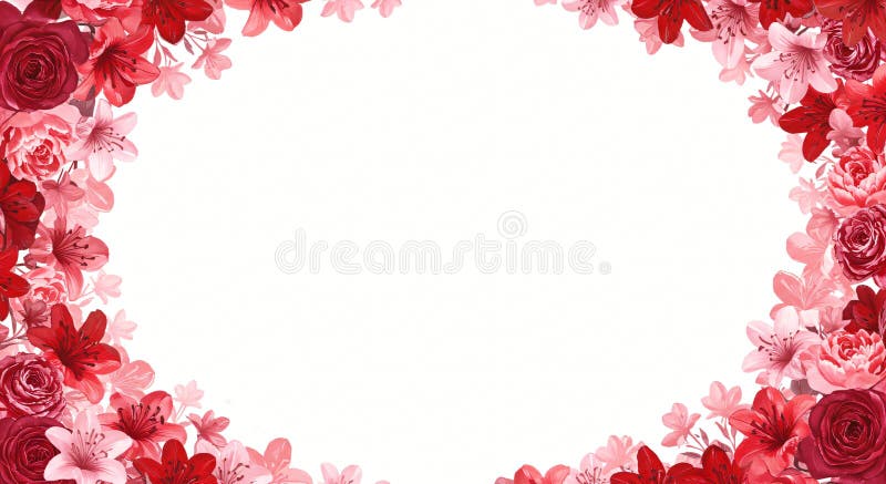 Red and Pink Horizontal Flower Border Blank Image Abstract Vector ...