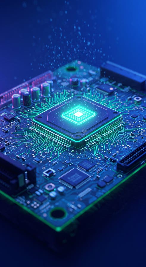 Computers Motherboard Portrait Vertical Abstract Colorful Background ...