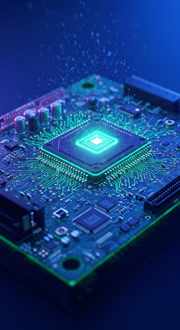 Computers Motherboard Portrait Vertical Abstract Colorful Background ...