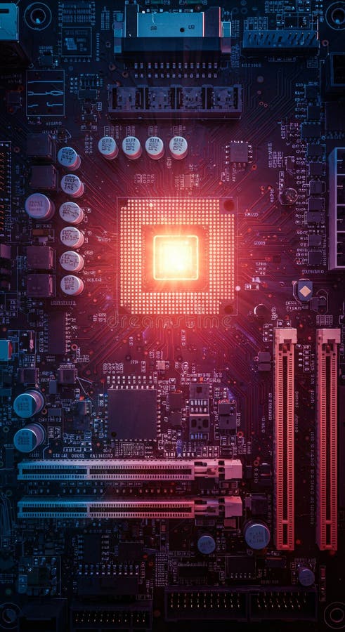 Computers Motherboard Portrait Vertical Abstract Colorful Background ...