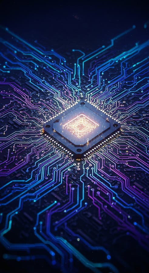 Computers Motherboard Portrait Vertical Abstract Colorful Background ...