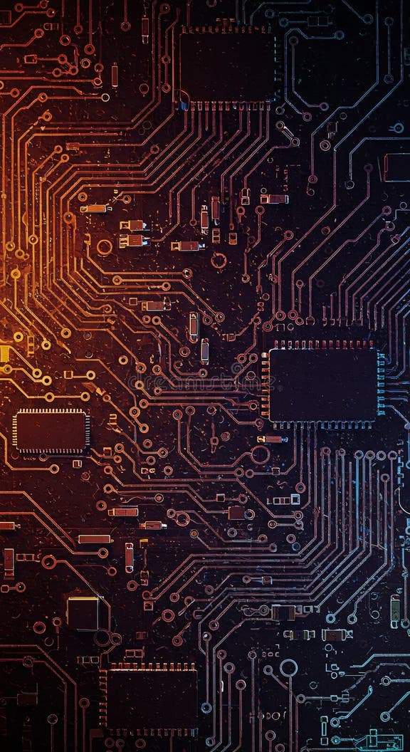 Computers Motherboard Portrait Vertical Abstract Colorful Background ...